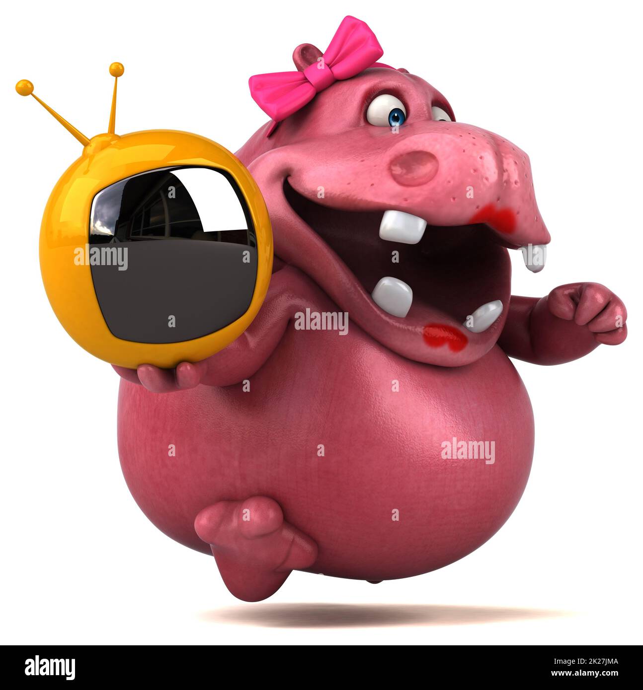 Pink Hippo - 3D Illustration Stock Photo - Alamy