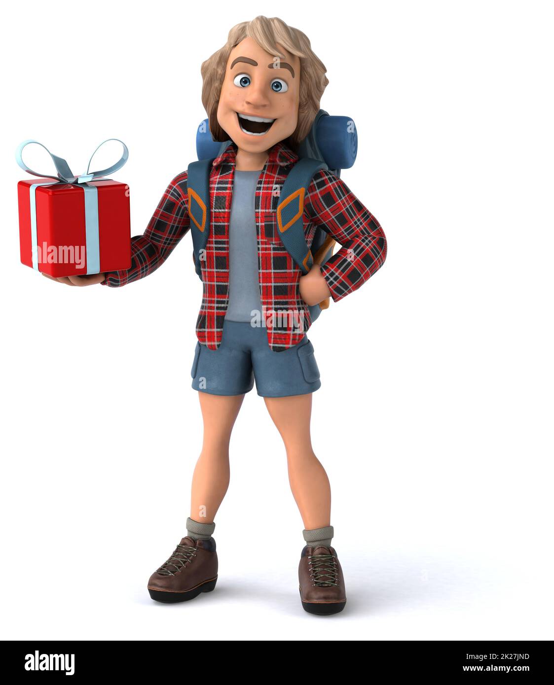 Fun backpacker cartoon guy Stock Photo - Alamy