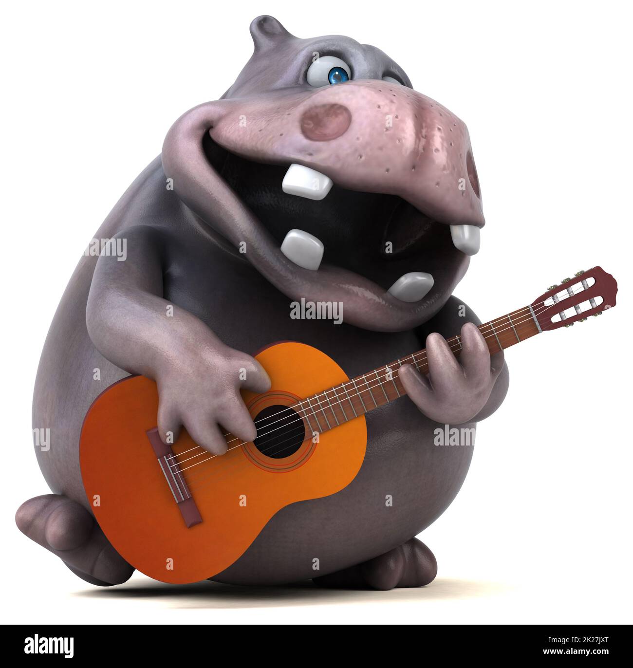 Fun hippo - 3D Illustration Stock Photo - Alamy
