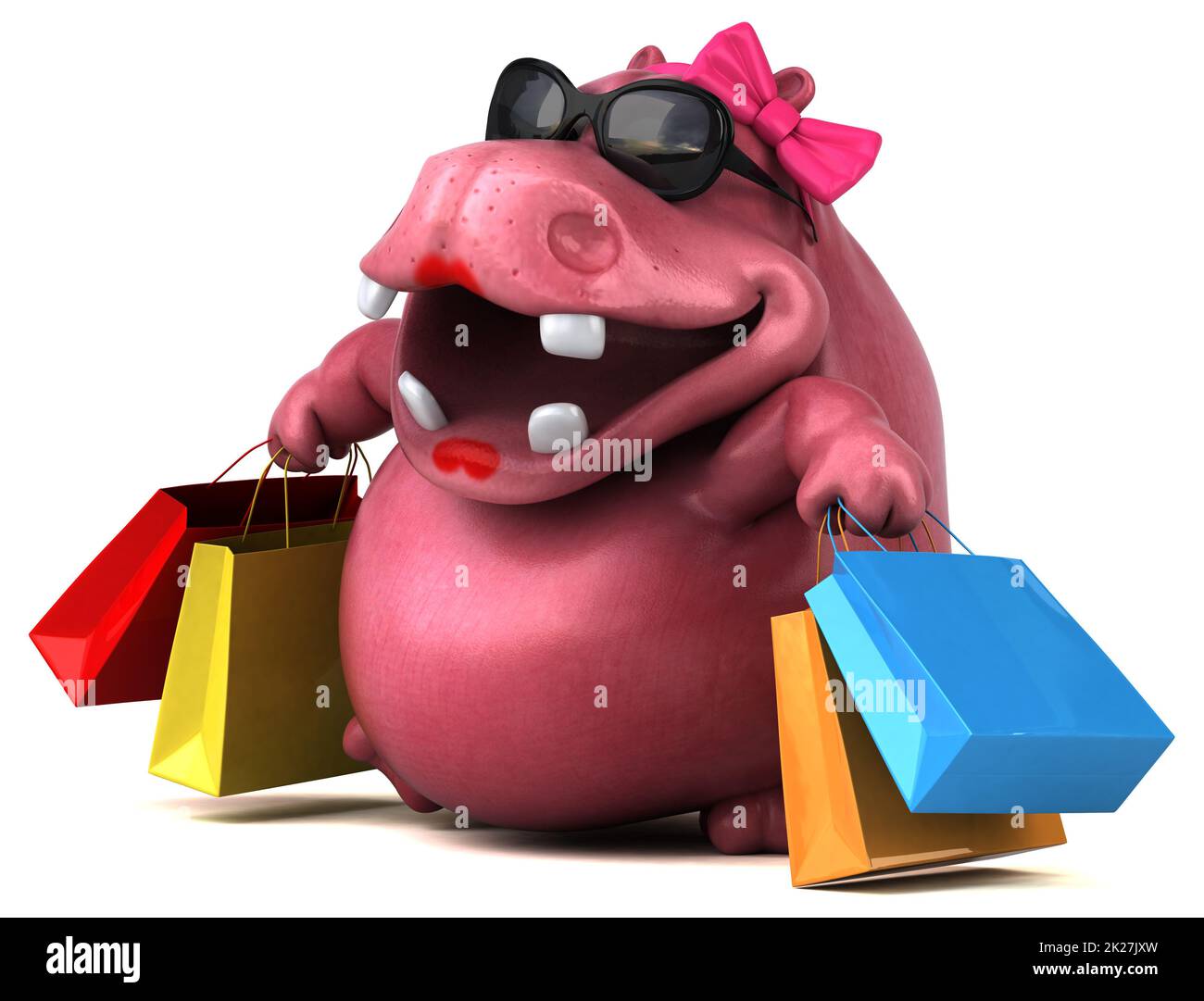 Pink Hippo - 3D Illustration Stock Photo - Alamy