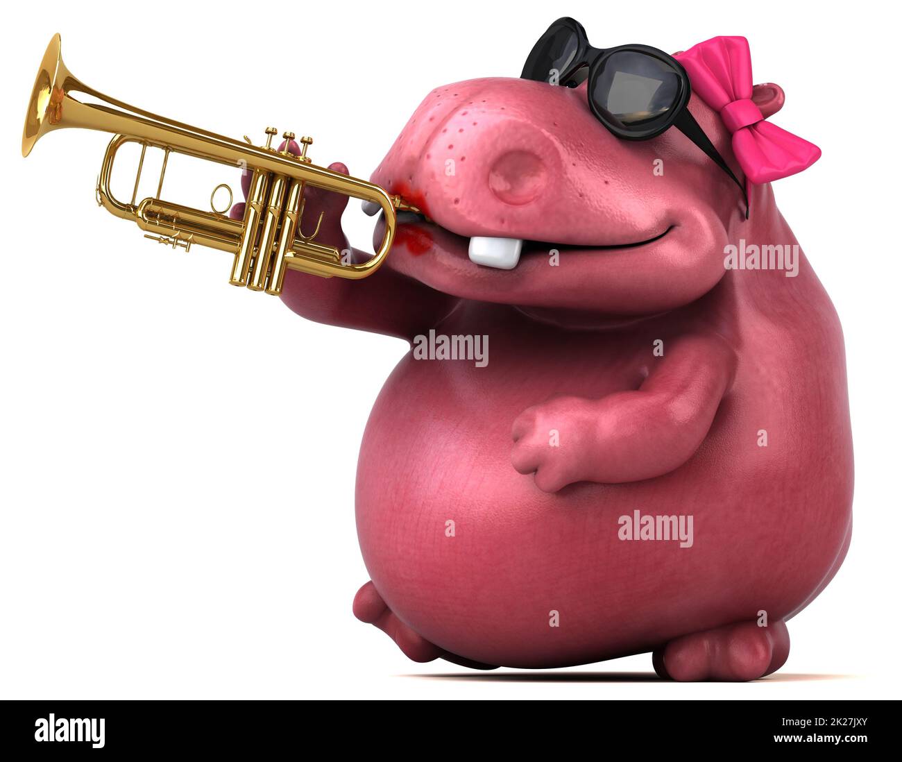 Pink Hippo - 3D Illustration Stock Photo - Alamy