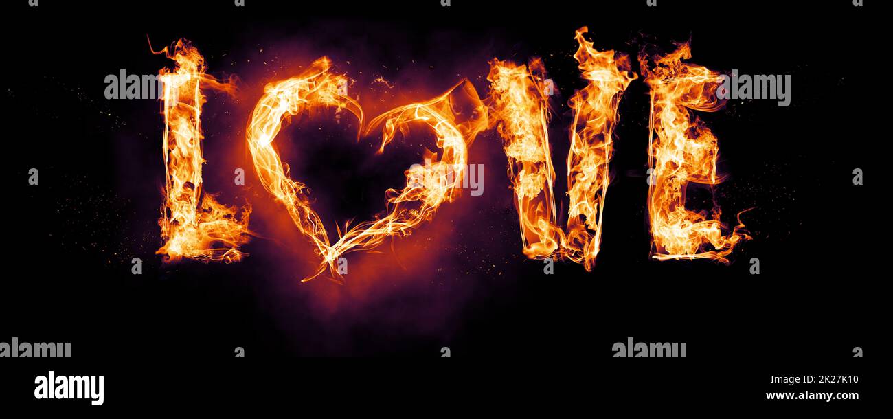 Heart symbol created by fire. Happy Valentine's Day. 3d illustration ...