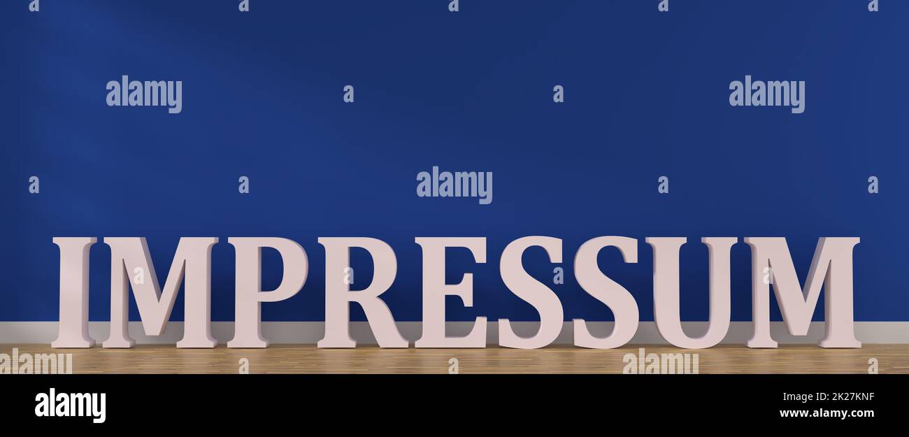 Big German word imprint in a blue room Stock Photo - Alamy