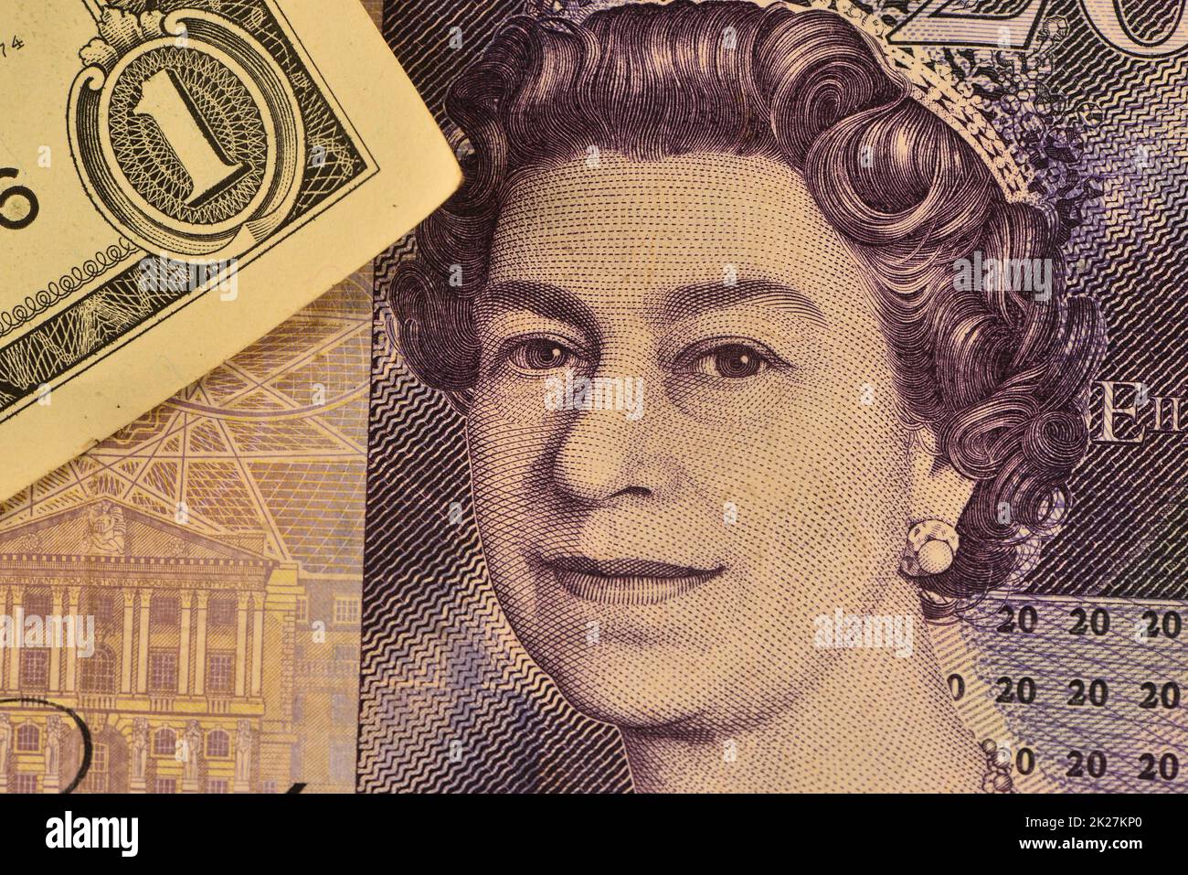 The Queen Elizabeth II portrait on a 20 pound sterling note Stock Photo ...
