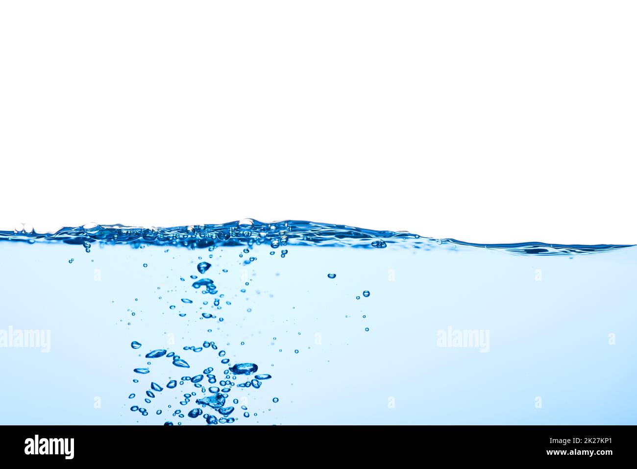 Light blue water wave with air bubbles and a little bit splashed ...