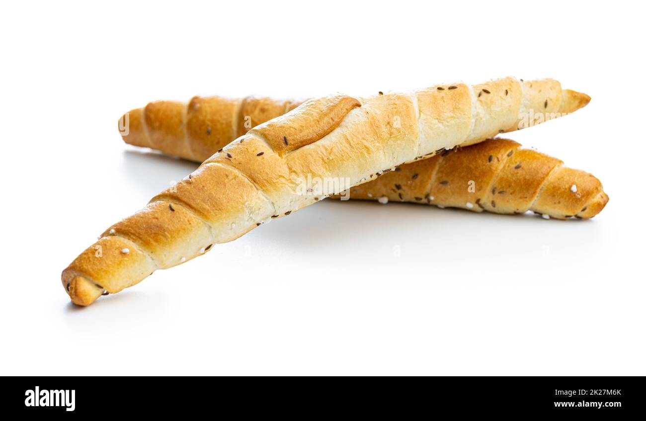 Baked croissant. Crispy bun roll isolated on white background Stock ...