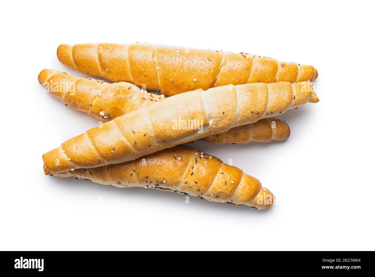 Baked croissant. Crispy bun roll isolated on white background Stock ...