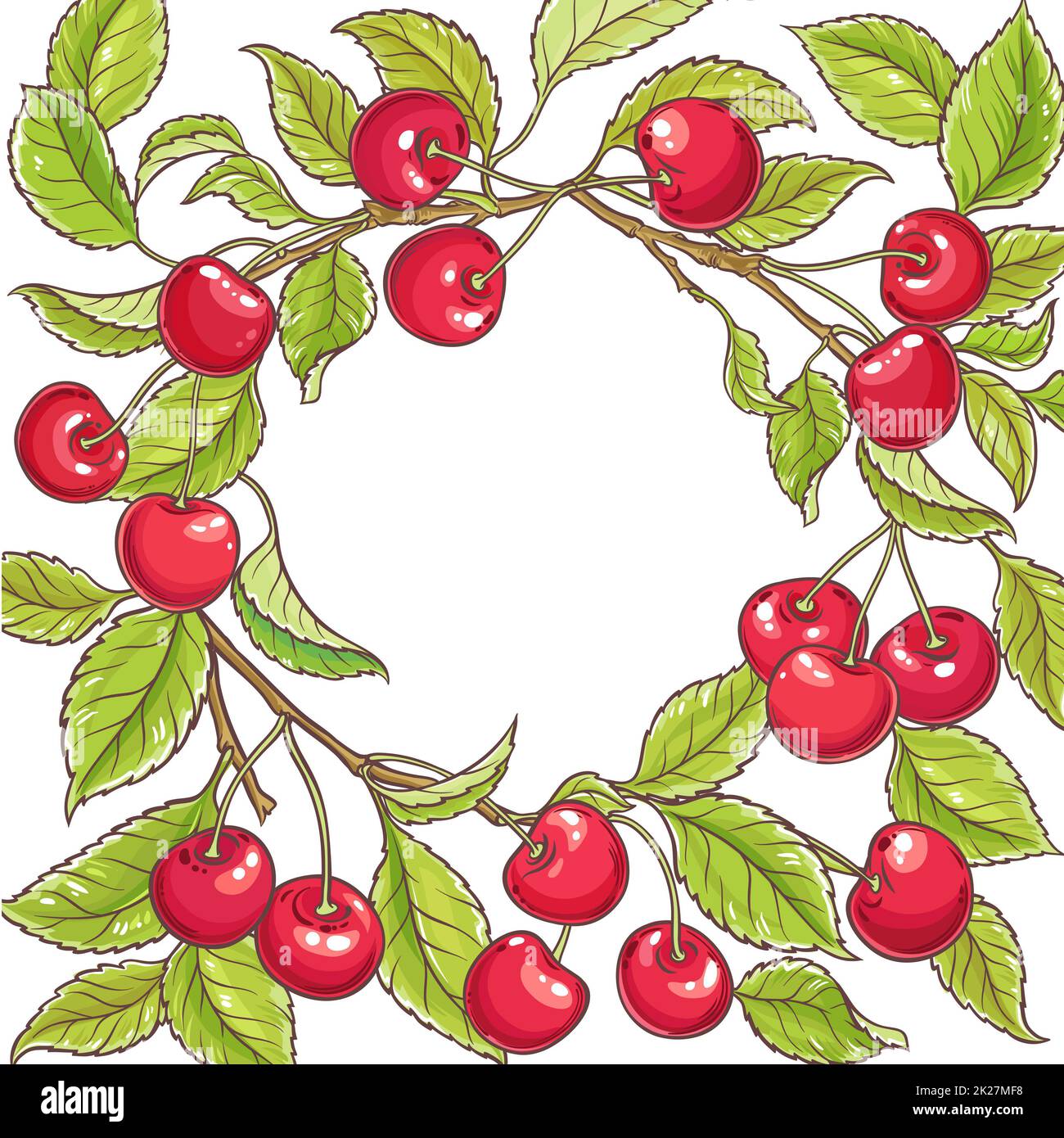 cherry branch vector frame Stock Photo - Alamy