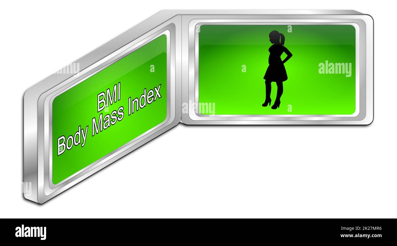 BMI - Body Mass Index Button green - 3D illustration Stock Photo - Alamy