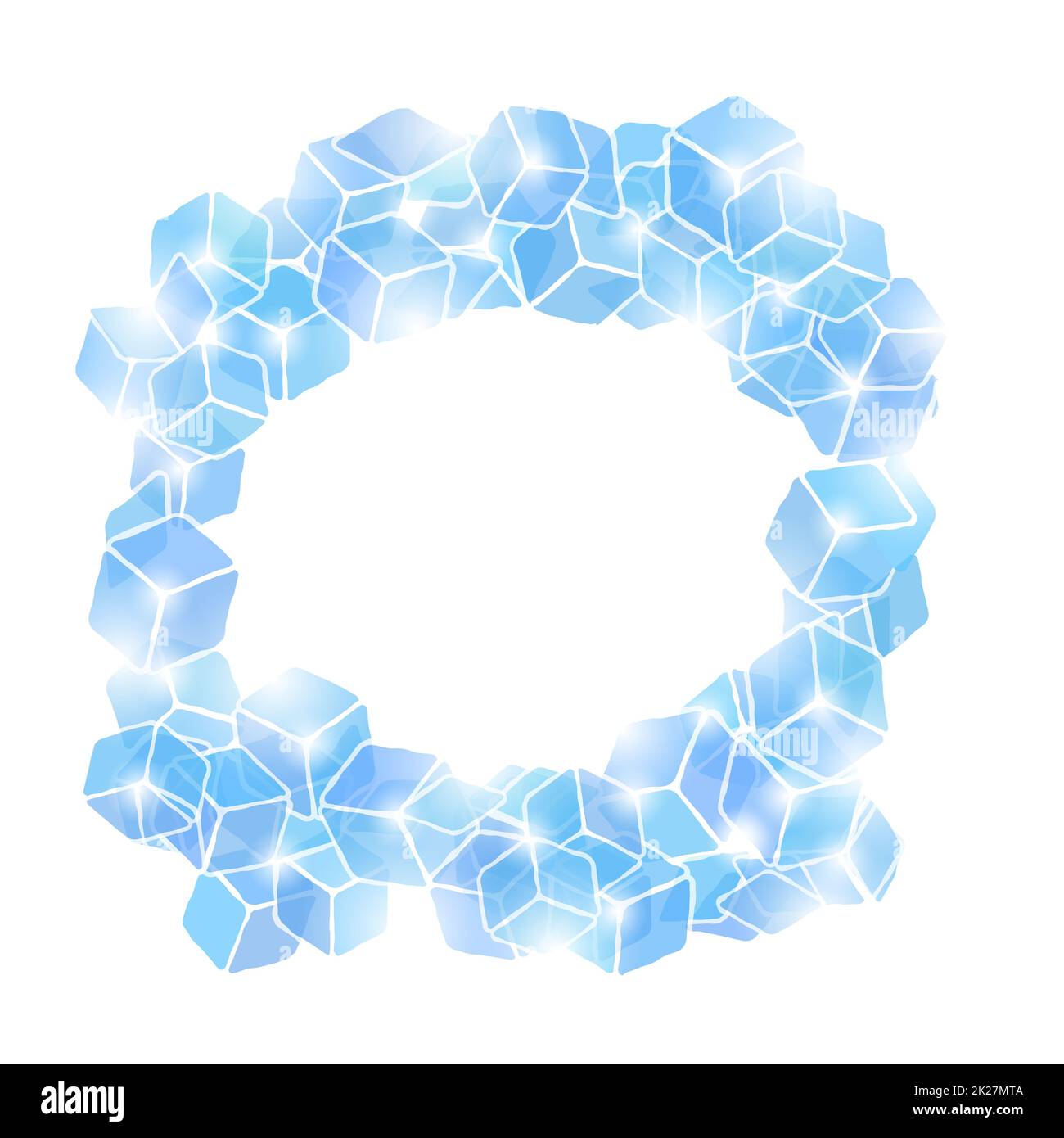 Ice Cubes for Drink on White Background. Blue Solid Crystal Set. Blue ...