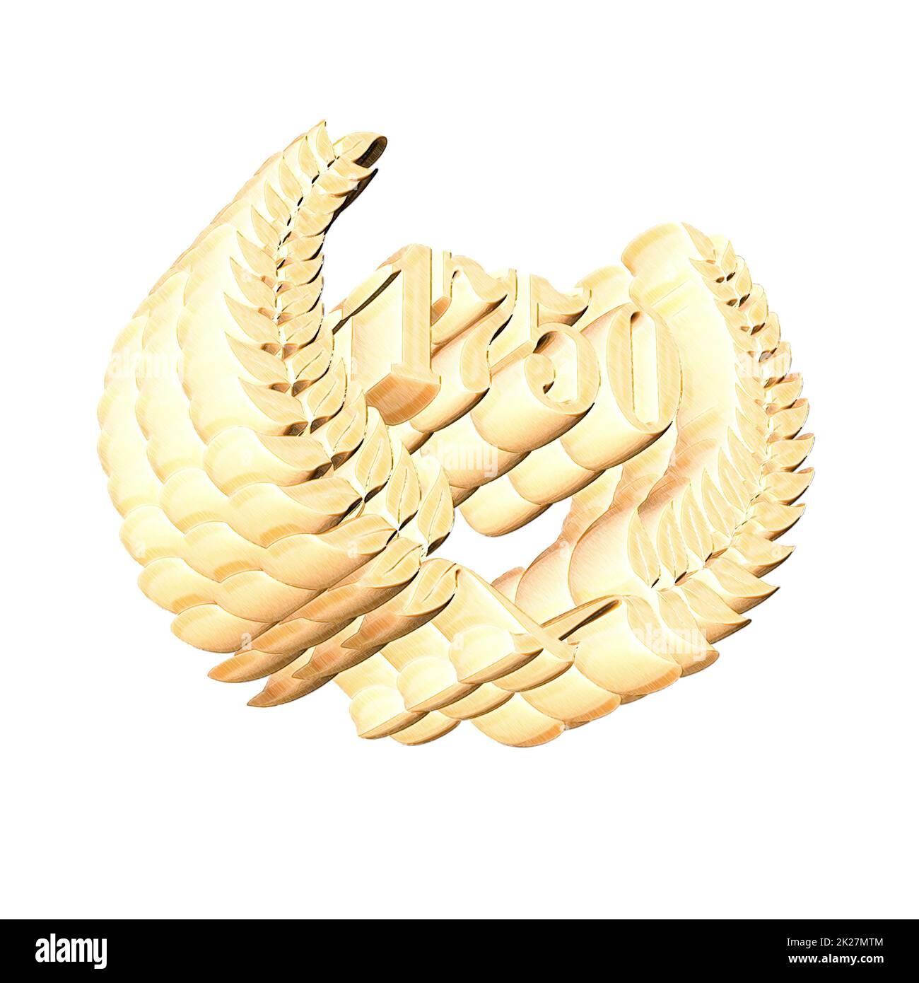 Number 1750 with laurel wreath or honor wreath as a 3D-illustration, 3D ...