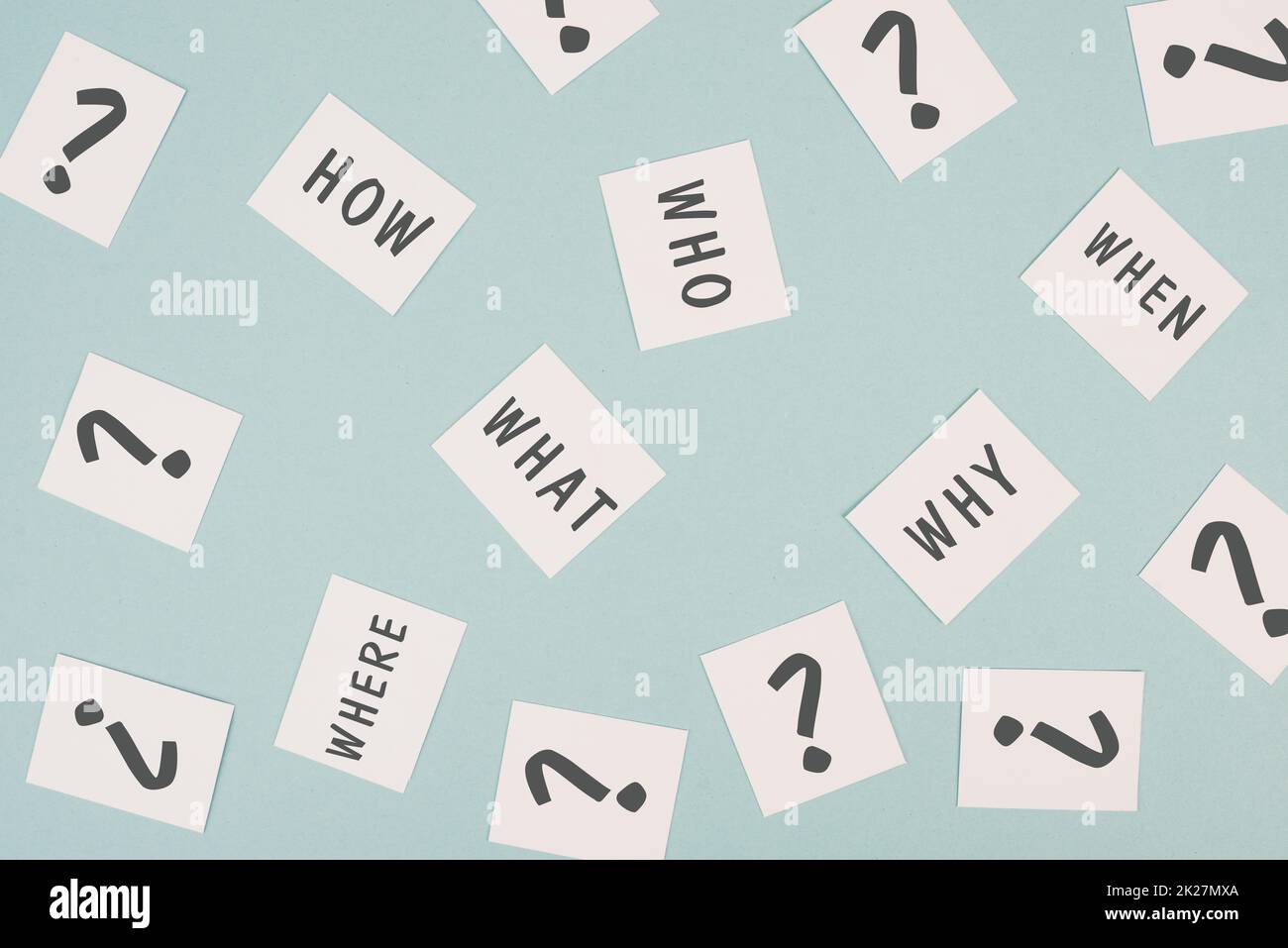 The words who what where how why and when are standing on small pieces ...