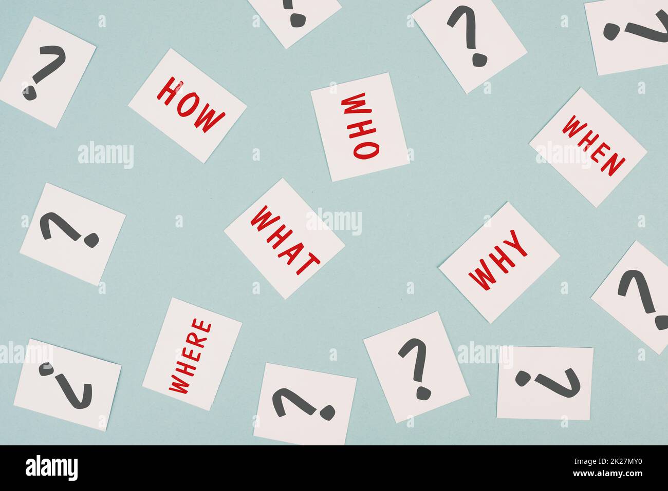 The words who what where how why and when are standing on small pieces ...