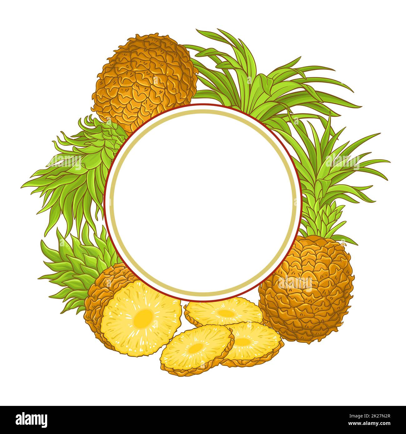 pineapple fruit vector frame Stock Photo - Alamy
