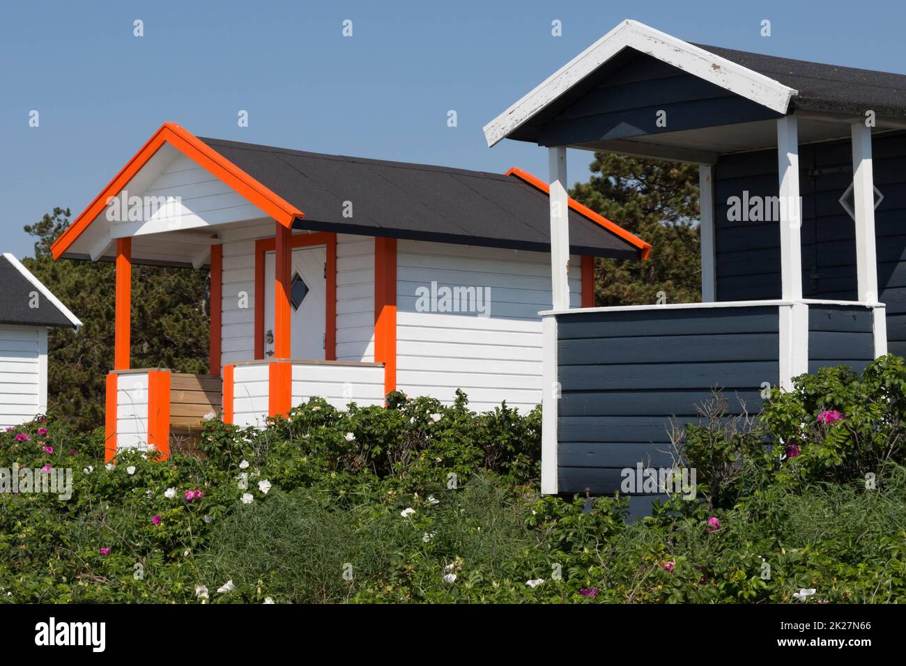 Two huts near the swedish beach Stock Photo - Alamy