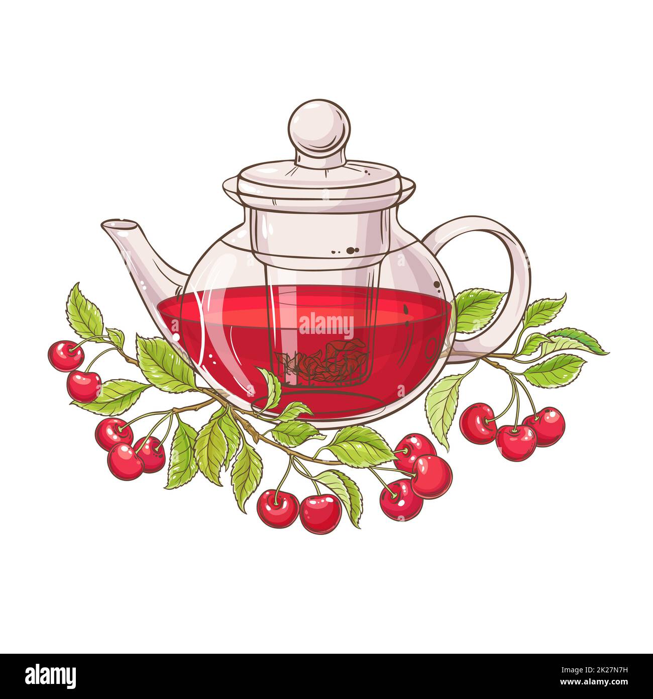 cherry tea in teapot Stock Photo - Alamy