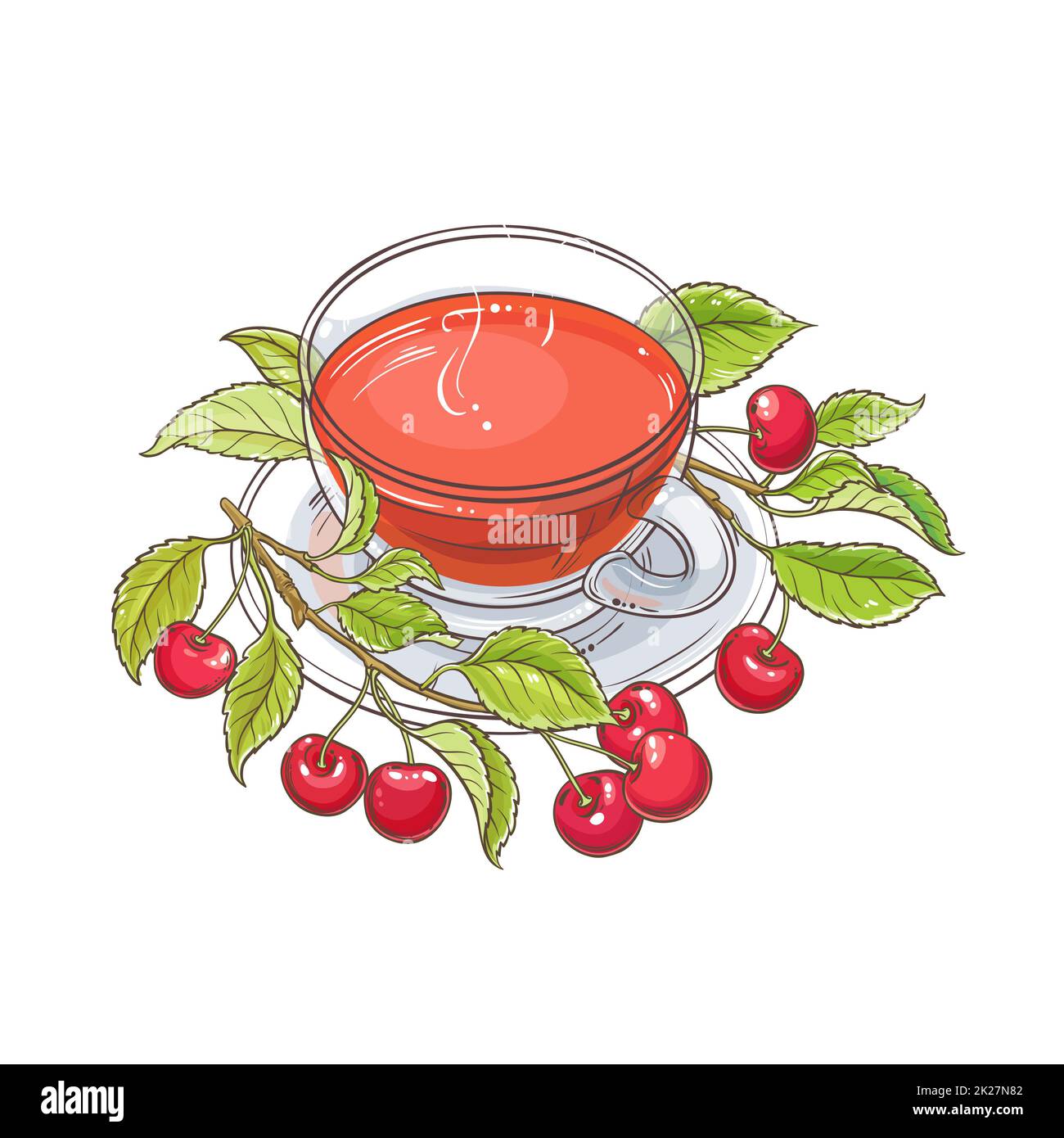cherry tea illustration Stock Photo - Alamy