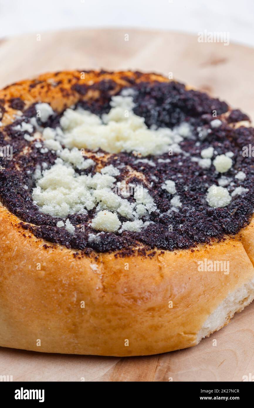 poppy cake on wooden board Stock Photo - Alamy