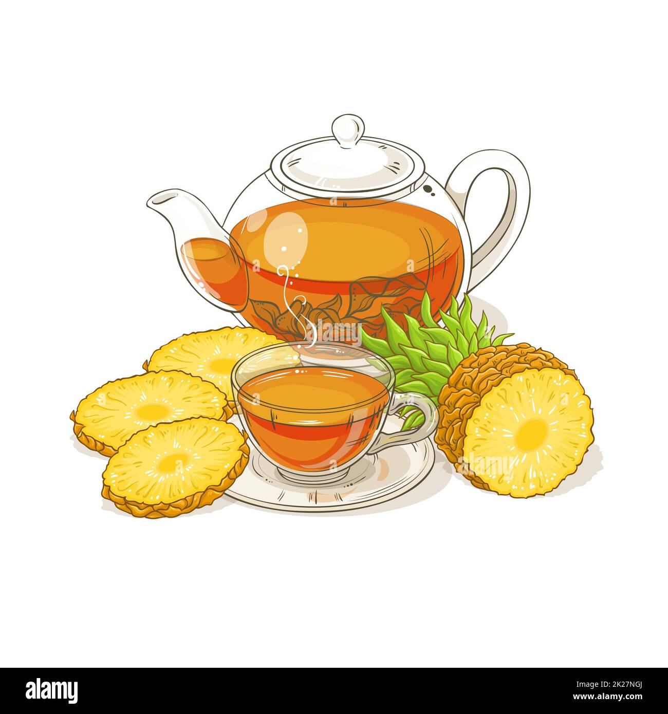 Pineapple fruit line drawing Cut Out Stock Images & Pictures - Alamy