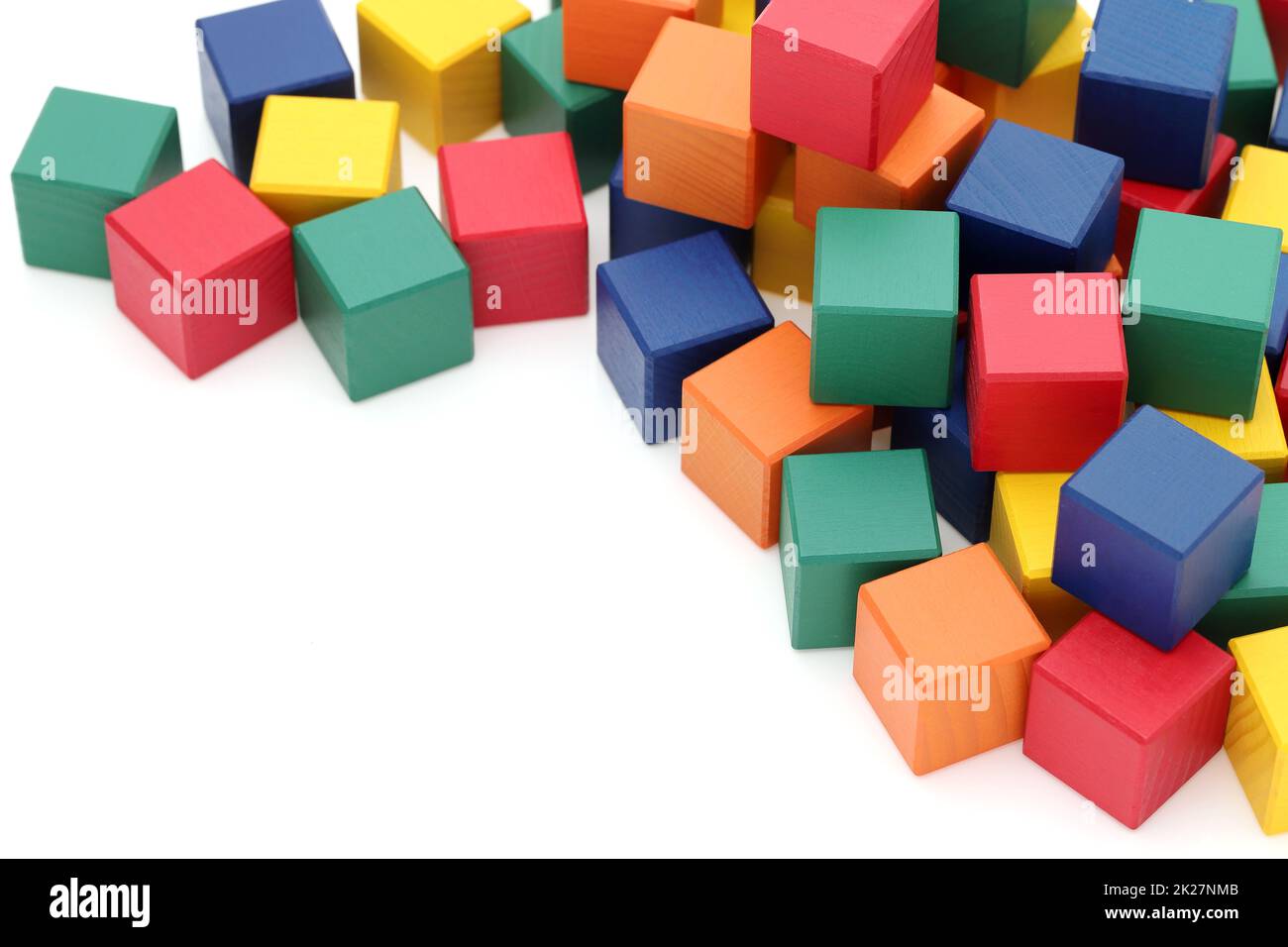 frame of colorful wooden building blocks on a white background Stock ...