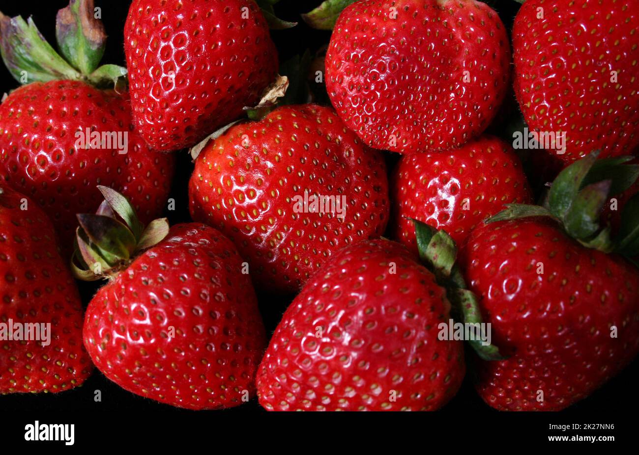 Strawberries Fresh Ripe Strawberries in grocery store Close up Stock ...
