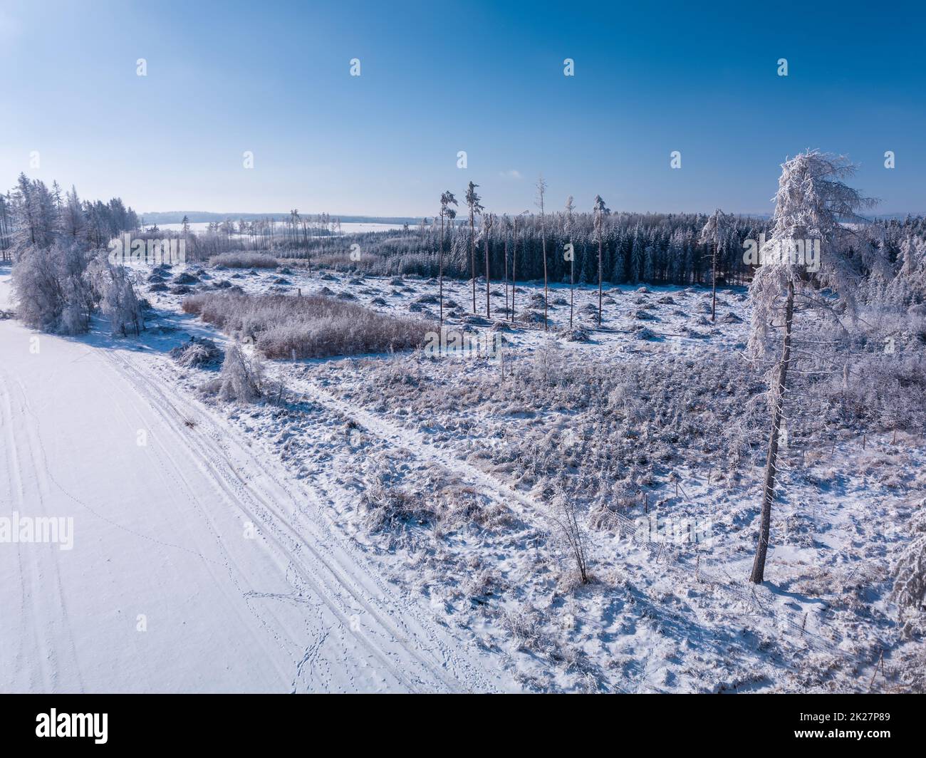 Aerial view of winter highland landscape Stock Photo - Alamy