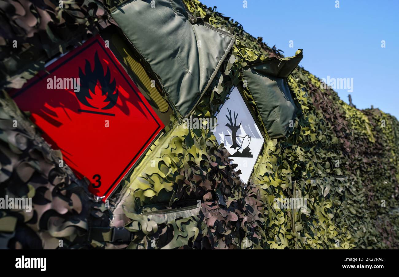 Flammable and dangerous - Hazardous marine pollutant substance - sign ...