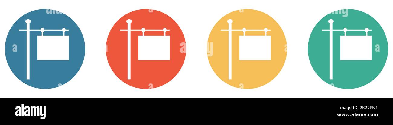 Colorful Banner with 4 Buttons: Property to sell sign Stock Photo - Alamy