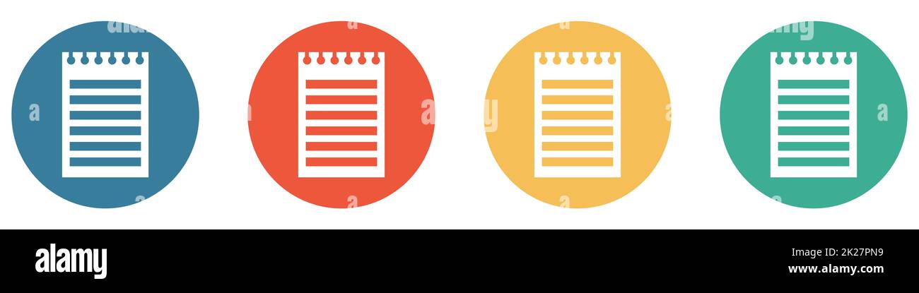 Colorful Banner with 4 Buttons: Notepad Stock Photo - Alamy