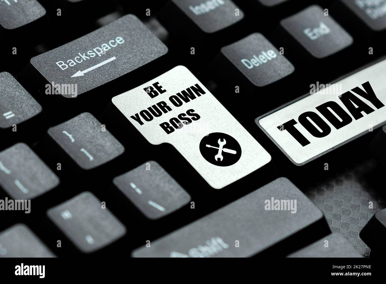 Conceptual caption Be Your Own Boss. Internet Concept to work for yourself and not be employed ...