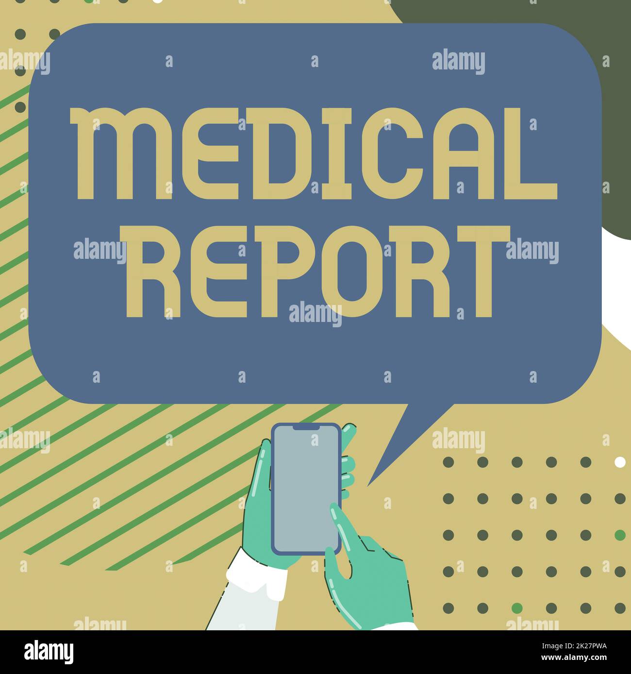 Handwriting text Medical Report. Business overview report of the ...