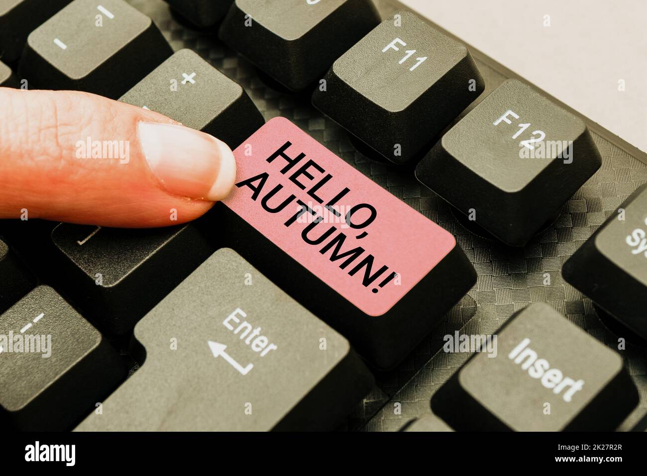 Conceptual caption Hello, Autumn. Business showcase greeting used when ... Conceptual caption Hello, Autumn. Business showcase greeting used when ...