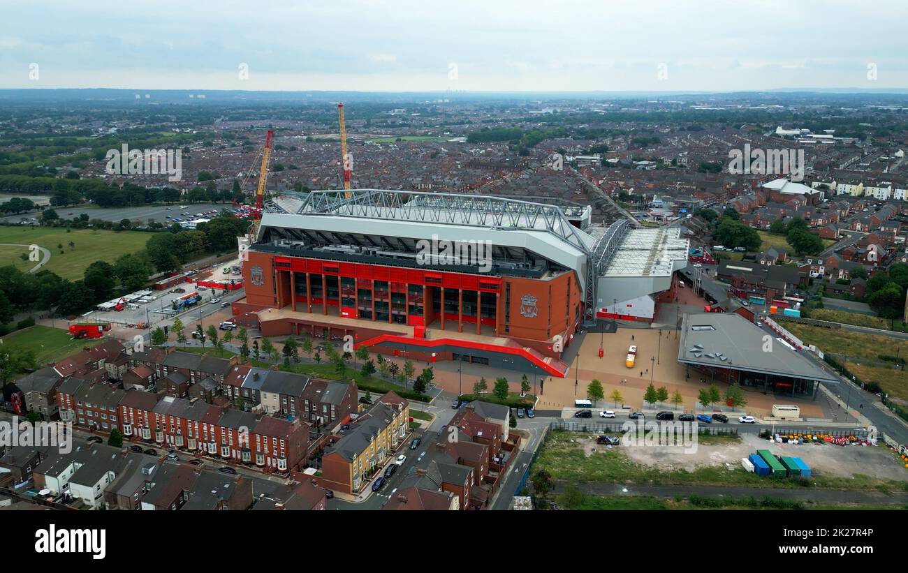 Anfield stadium of FC Liverpool from above - aerial view - LIVERPOOL ...