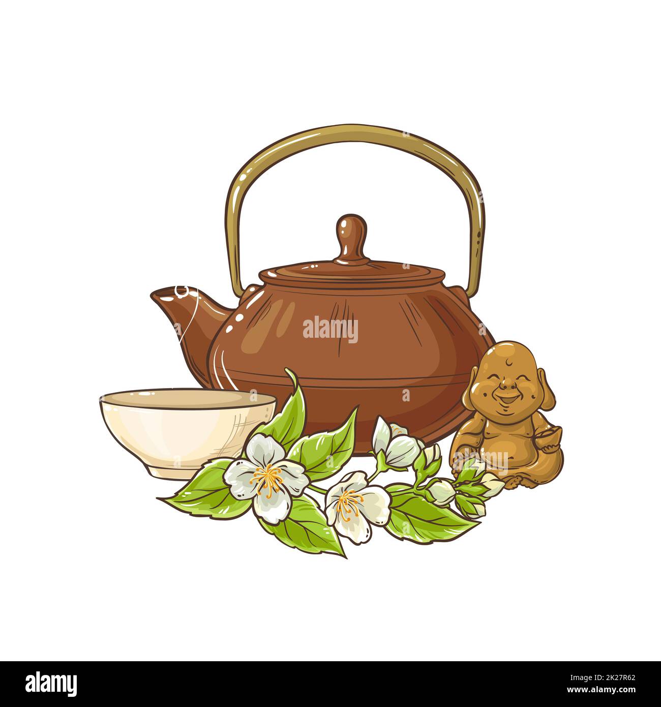 jasmine tea vector illustration Stock Photo - Alamy