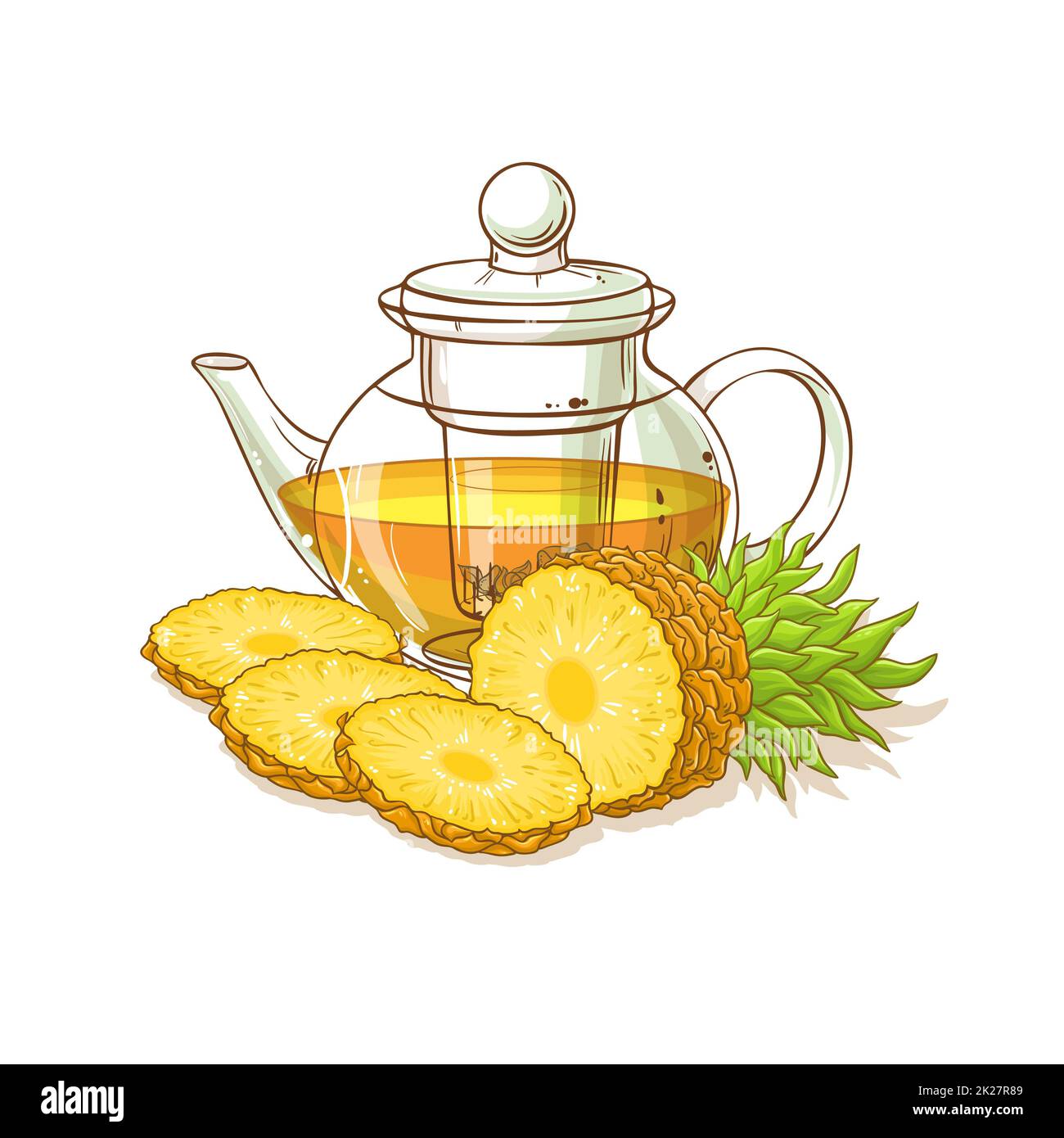 Pineapple fruit line drawing Cut Out Stock Images & Pictures - Alamy
