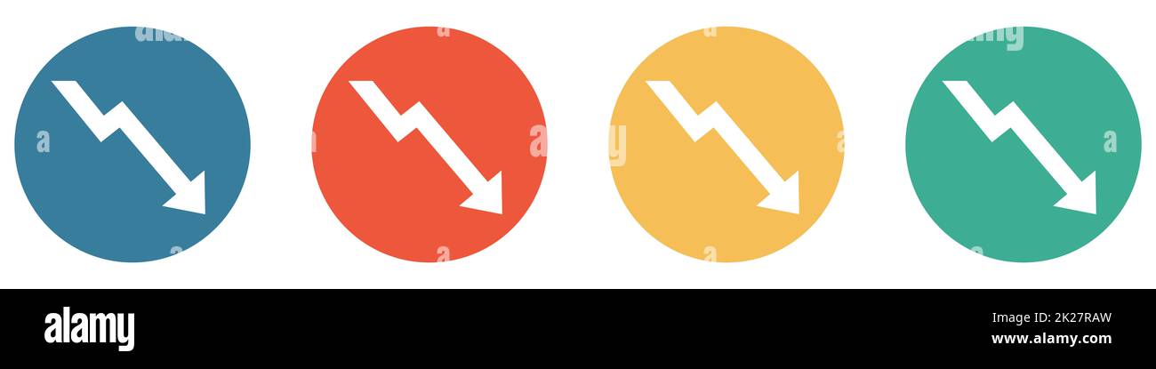 Colorful Banner with 4 Buttons: Loss and and crisis - Arrow down Stock ...