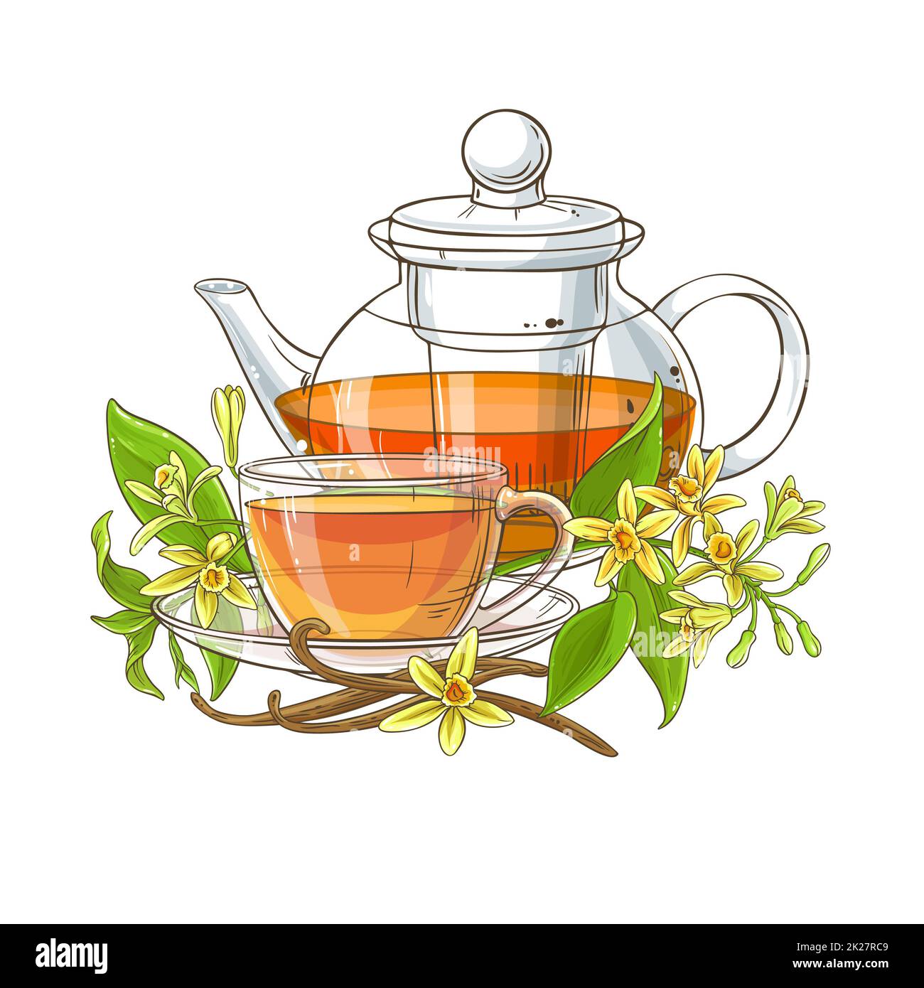 vanilla tea illustration on white background Stock Photo - Alamy