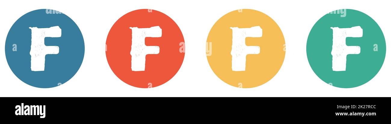 F - Lettering banner with four buttons blue, red, orange, green Stock ...