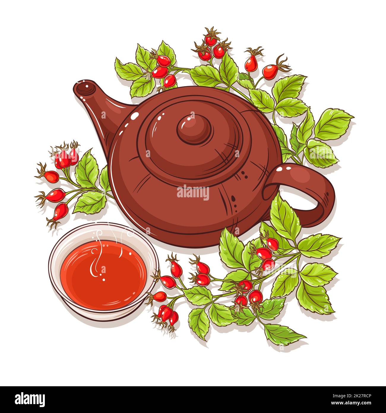 wild rose tea illustration on white background Stock Photo - Alamy
