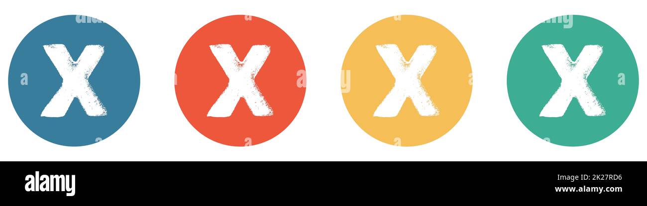 X - Lettering banner with four buttons blue, red, orange, green Stock ...