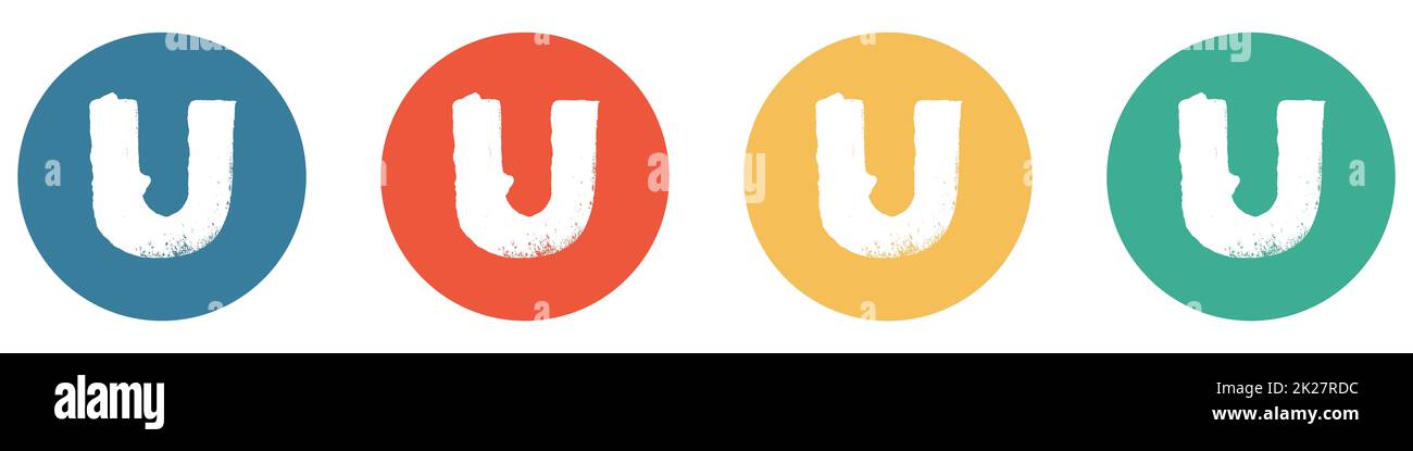 U - Lettering banner with four buttons blue, red, orange, green Stock ...