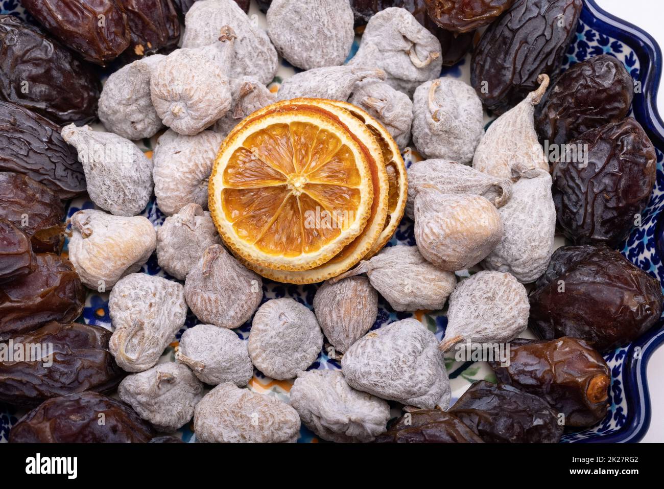 dried orange slices, figs sprinkled with rice flour and medjoul jumbo ...