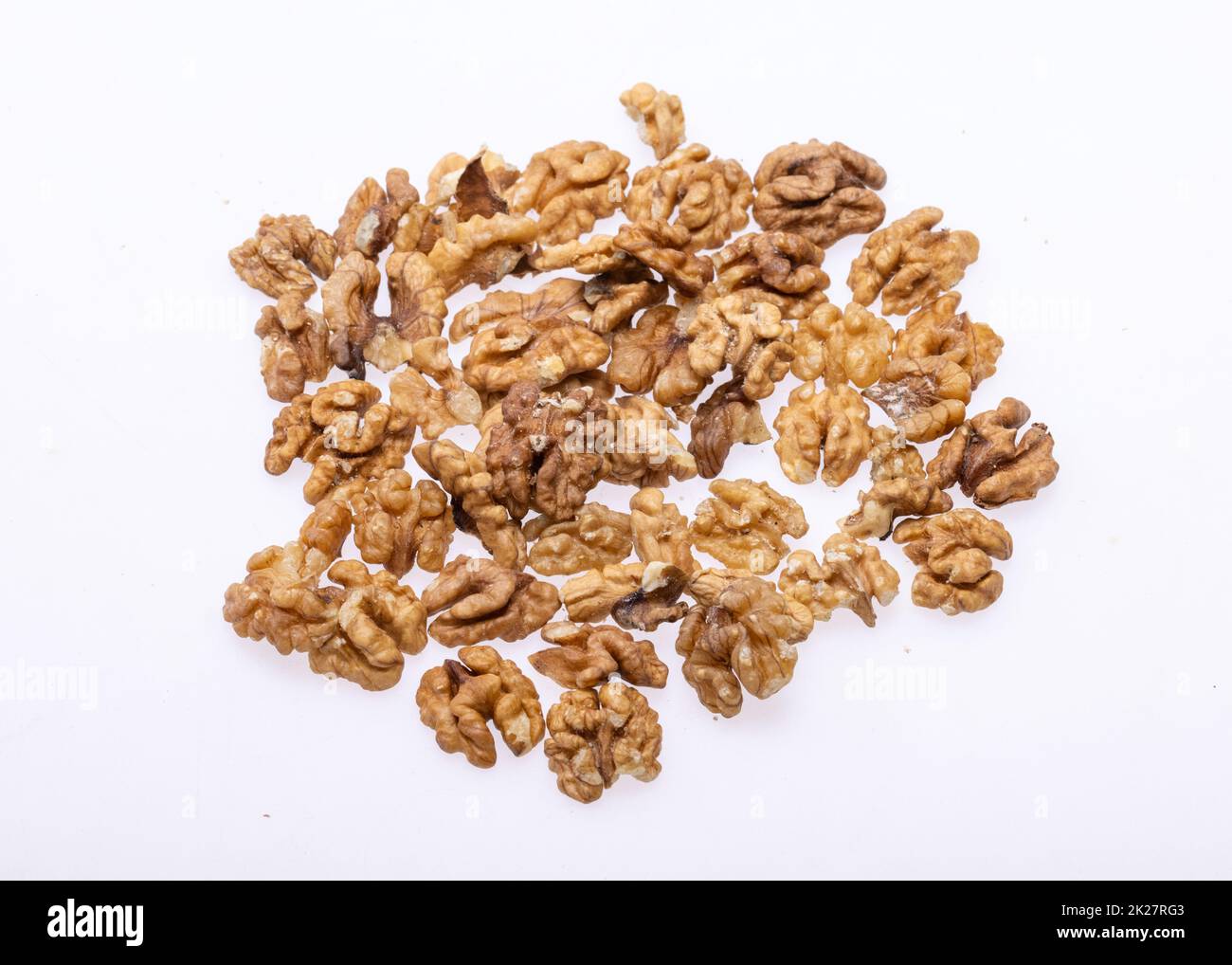 Shelled Walnuts Pile Top View Isolated On White Background Stock Photo ...