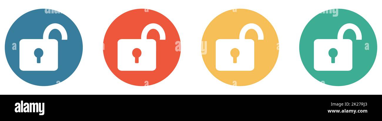 Colorful Banner with 4 Buttons: Open Padlock Stock Photo - Alamy