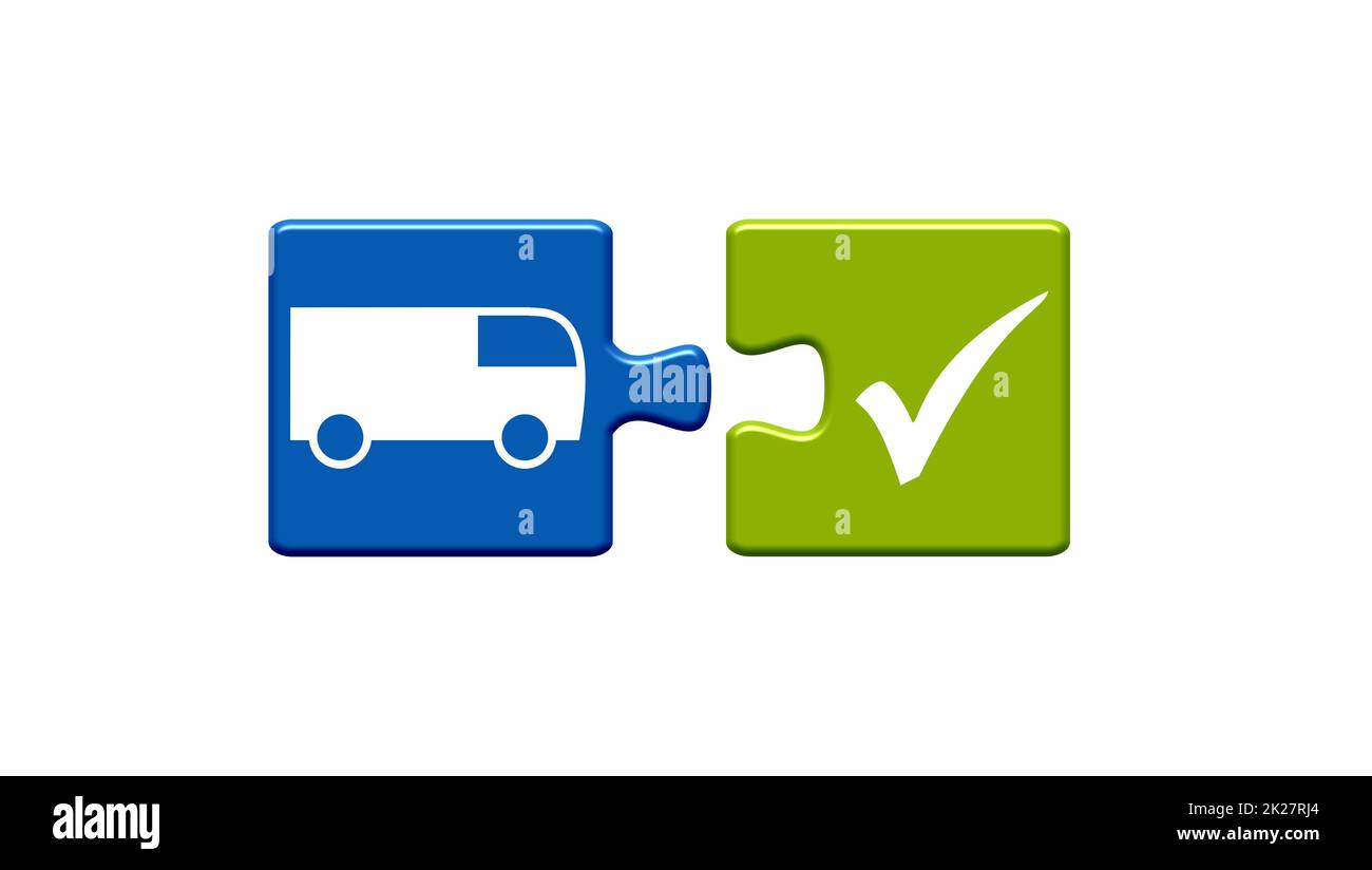 Puzzle pieces blue and green: Shipping or Transporter icon Stock Photo ...