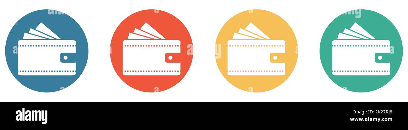 Colorful Banner with 4 Buttons: Wallet and money Stock Photo - Alamy