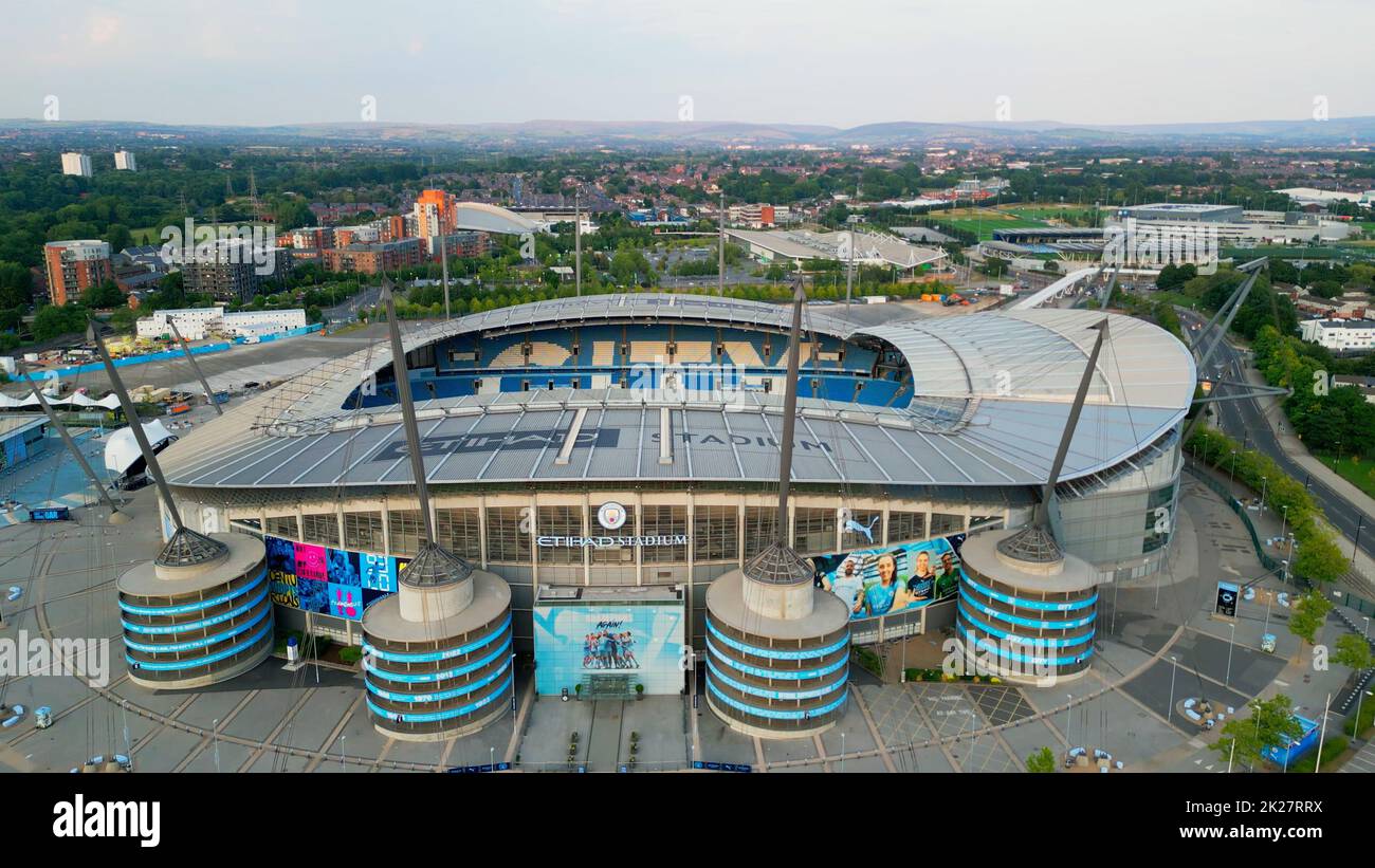 Etihad Stadium of Manchester City - aerial view - MANCHESTER, UK ...