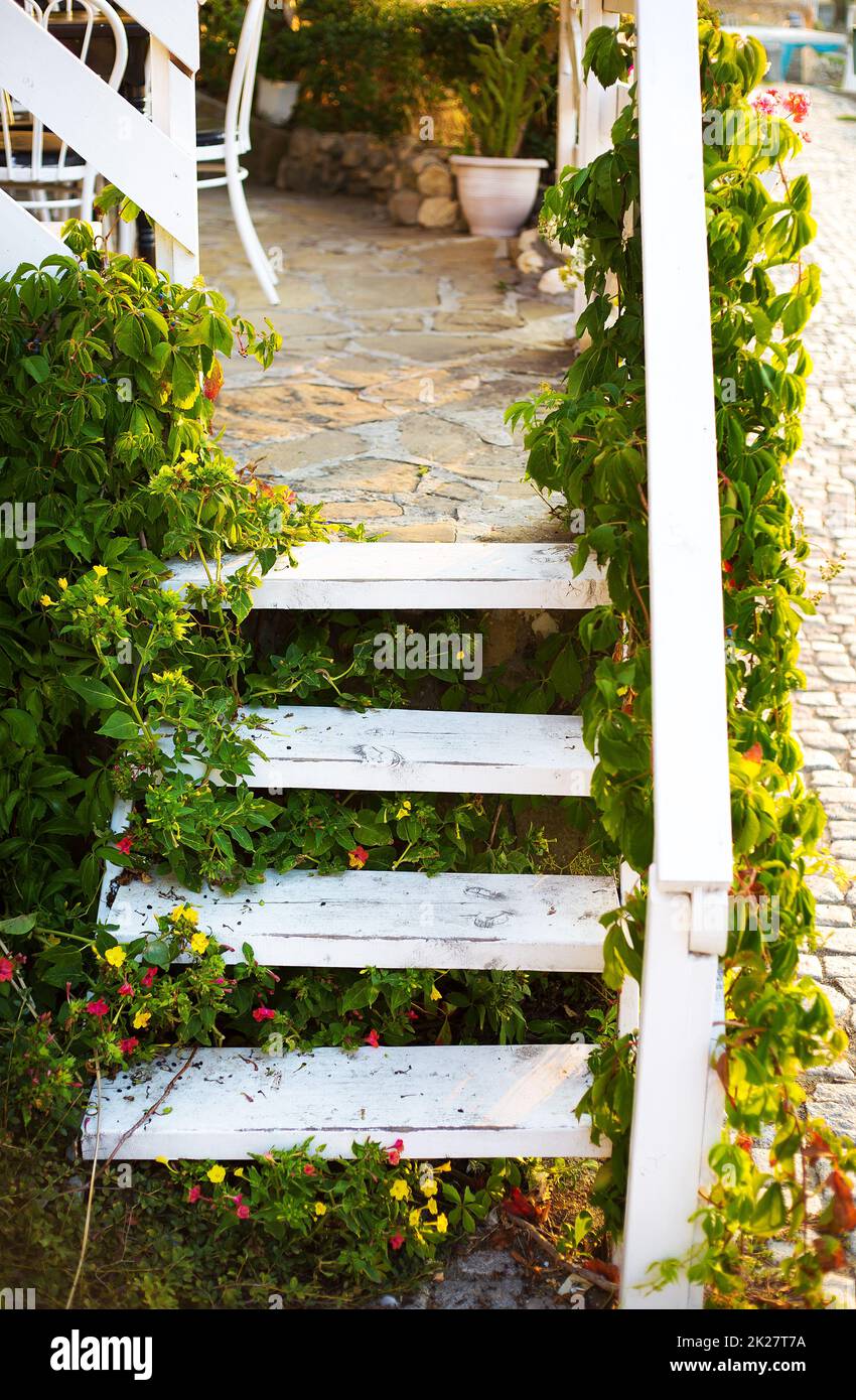 Beautiful flying cafe in the greenery -Bulgaria, Nessebar Stock Photo ...