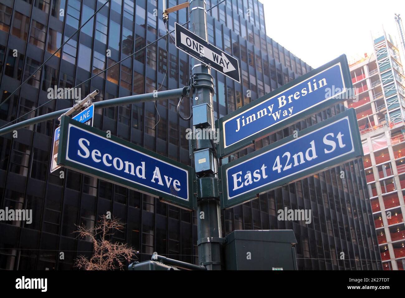 Blue East 42nd Street and Second Ave historic sign ( Jimmy Breslin Way ...