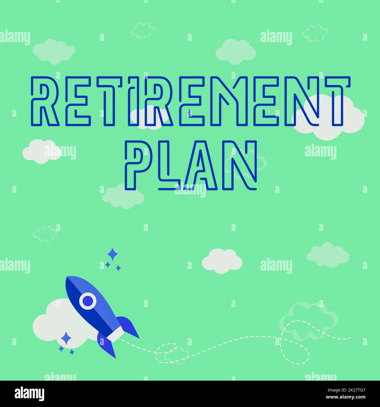 Text caption presenting Retirement Plan. Concept meaning plan for ...